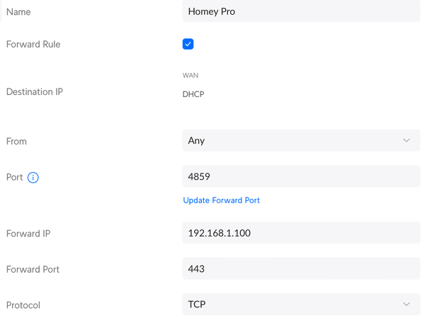How to Enable Port Forwarding on Homey Pro